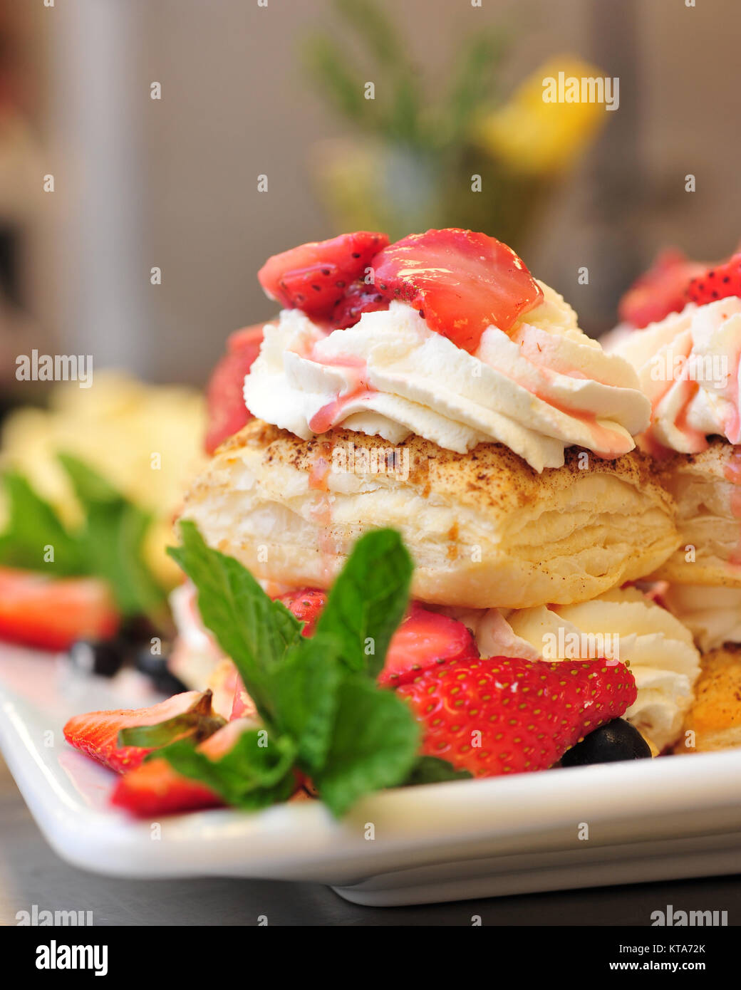 Puff pastry and fruit stacks Stock Photo - Alamy