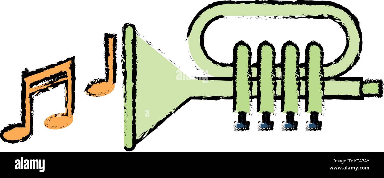 trumpet with music notes vector illustration design Stock Vector Image ...