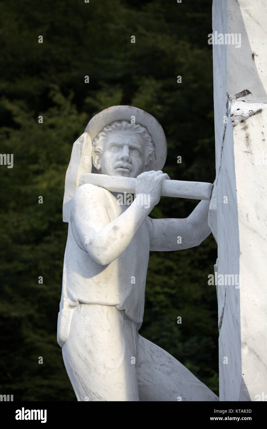 Marble sculpture of miner from Carrara Stock Photo - Alamy