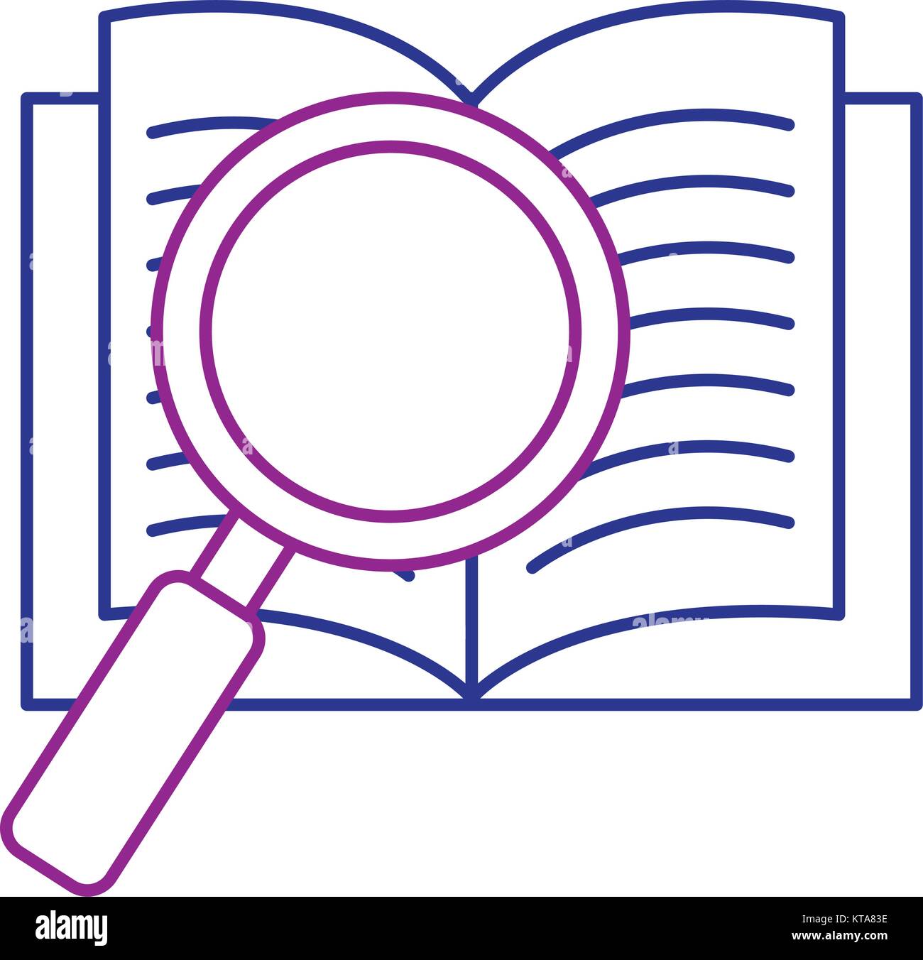 text book with magnifying glass vector illustration design Stock Vector ...