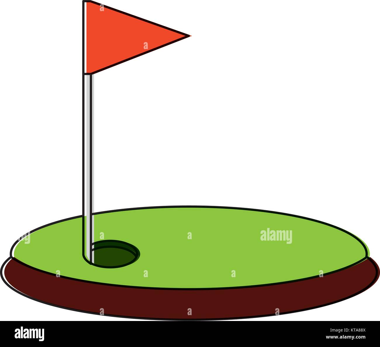 cartoon golf flag with hole grass field vector illustration Stock ...
