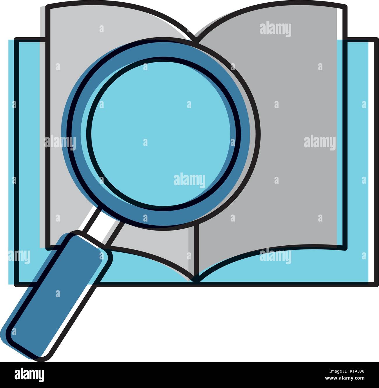 text book with magnifying glass Stock Vector Image & Art - Alamy