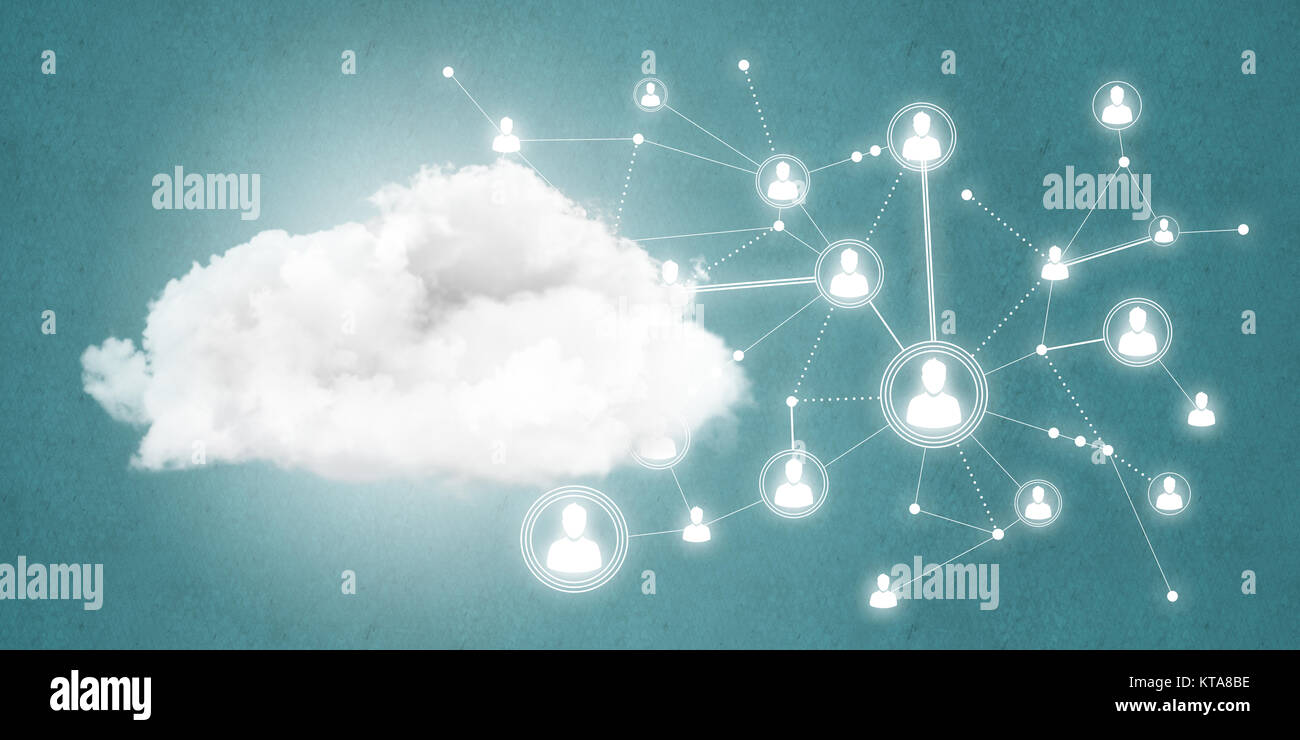 Background image with social connection and networking concept on wall ...