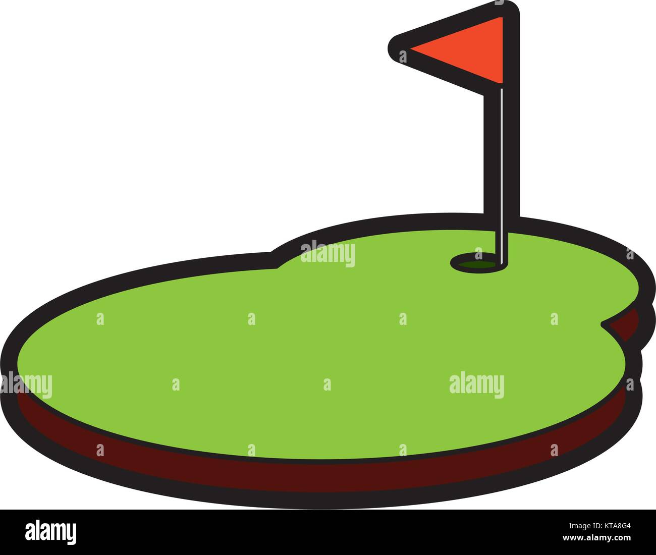 cartoon golf flag with hole grass field vector illustration Stock ...