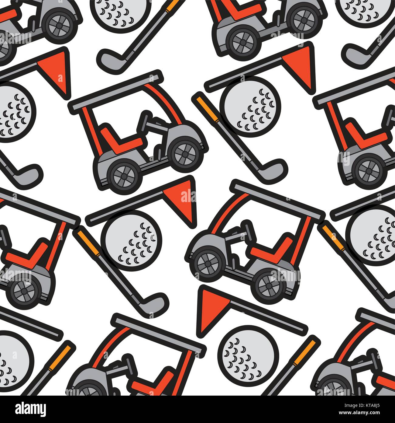 golf club car sport and flag ball seamless pattern vector illustration ...