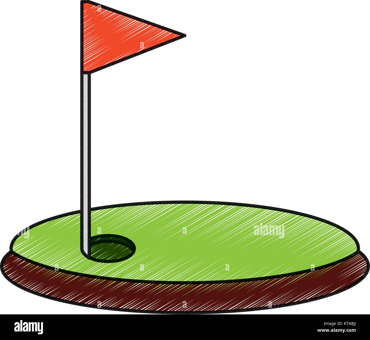 cartoon golf flag with hole grass field vector illustration Stock ...
