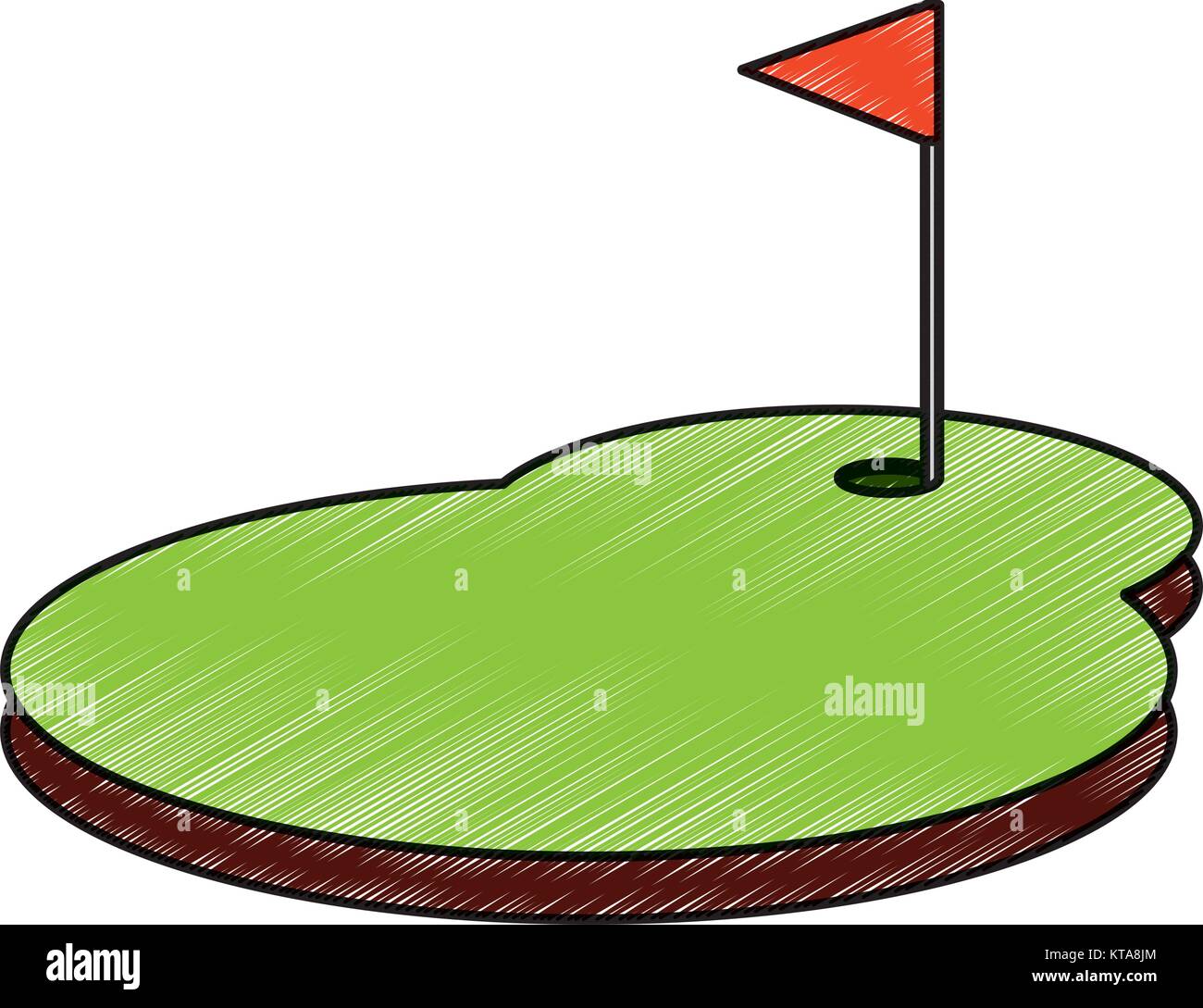 cartoon golf flag with hole grass field vector illustration Stock ...