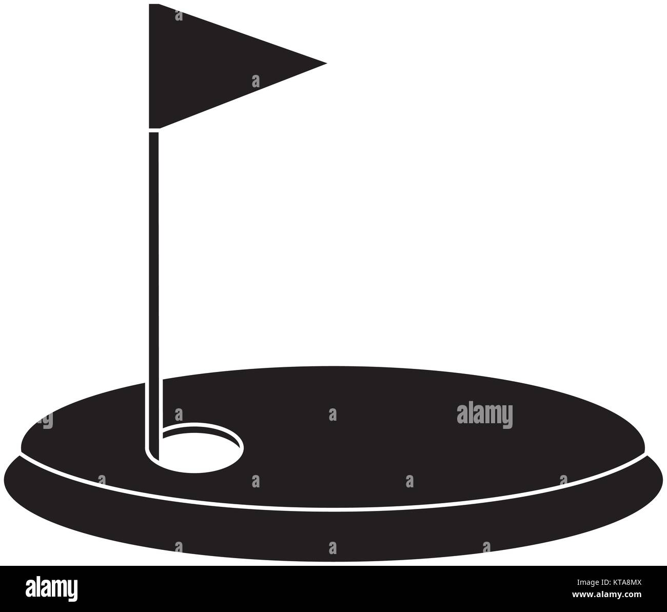 cartoon golf flag with hole grass field vector illustration Stock ...