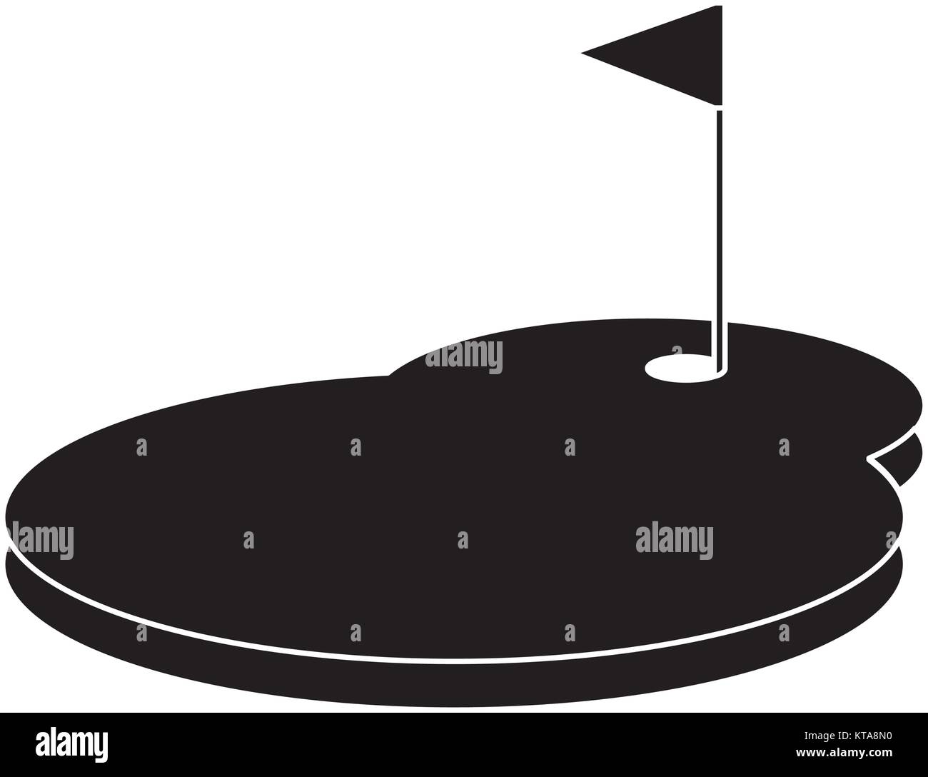 cartoon golf flag with hole grass field vector illustration Stock ...