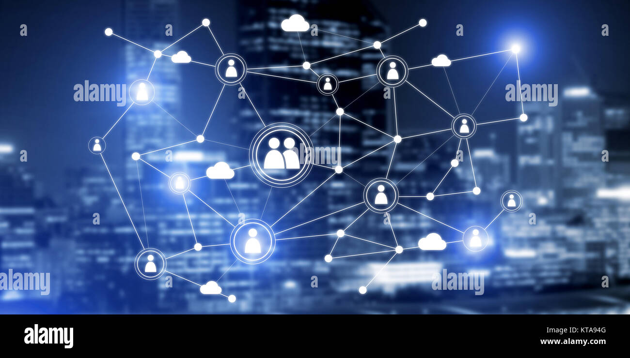 Background conceptual image with social connection lines on dark ...