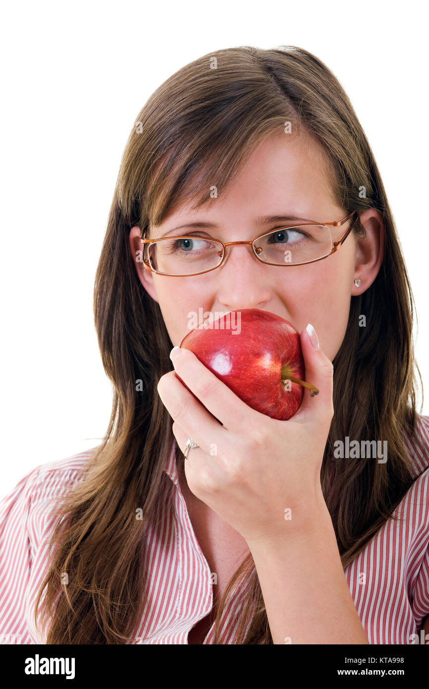 Young woman eating apple Stock Photo - Alamy