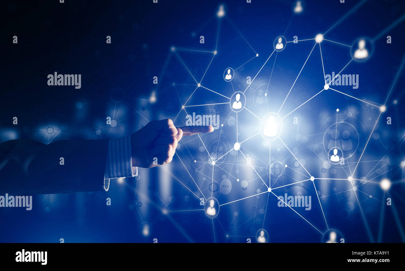 Background conceptual image with social connection lines on dark ...