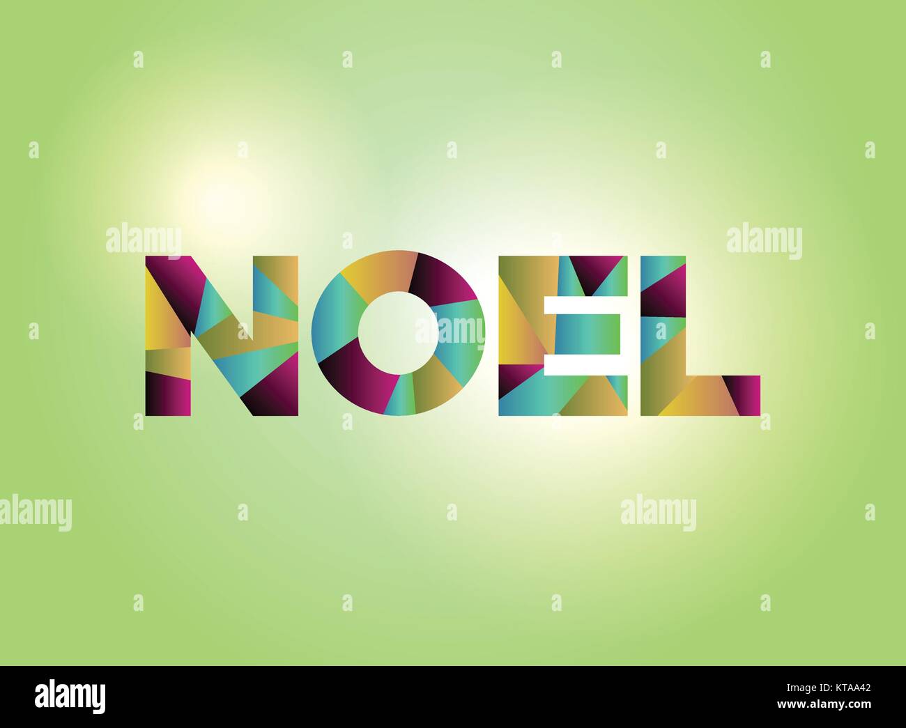 The word NOEL concept written in colorful fragmented word are on a ...