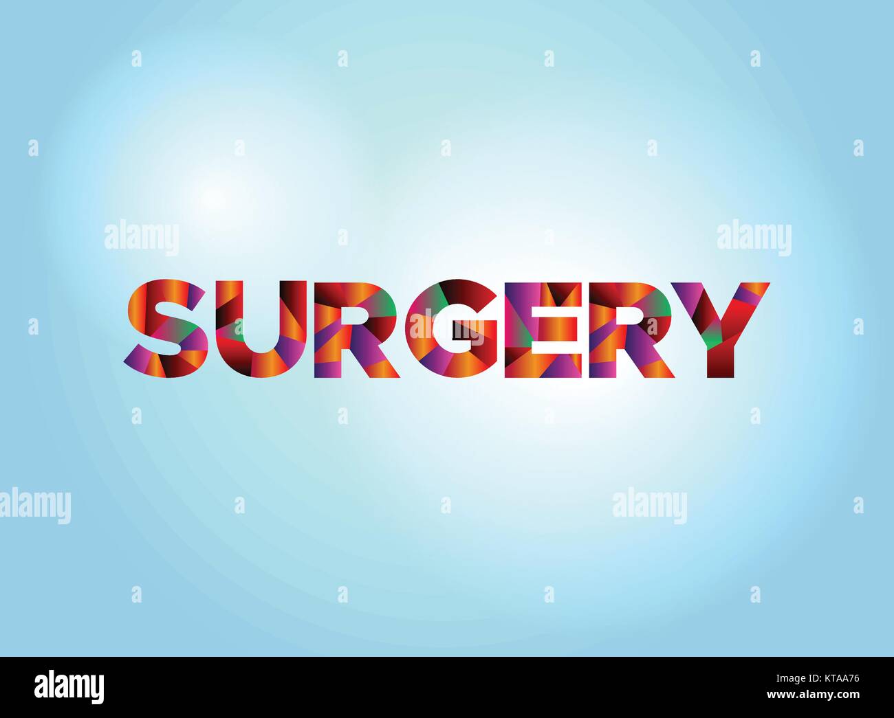 The word SURGERY concept written in colorful fragmented word are on a ...
