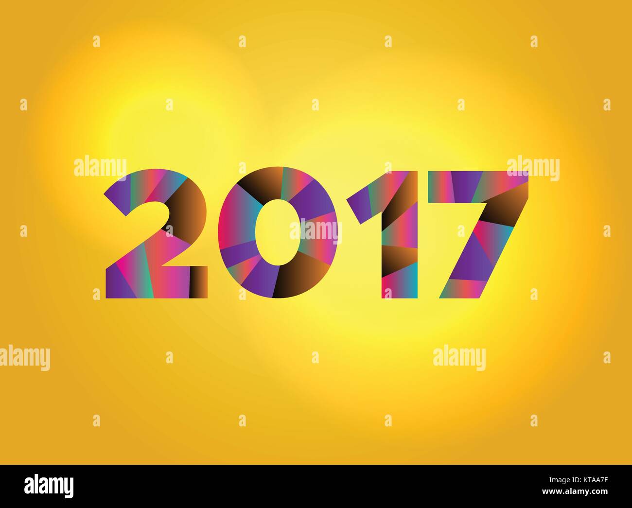 The word 2017 concept written in colorful fragmented word are on a ...