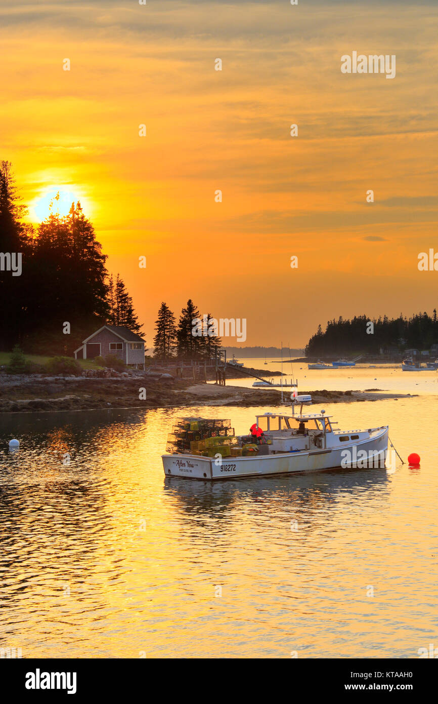 Sunset, Harbor, Port Clyde, Maine, USA Stock Photo - Alamy