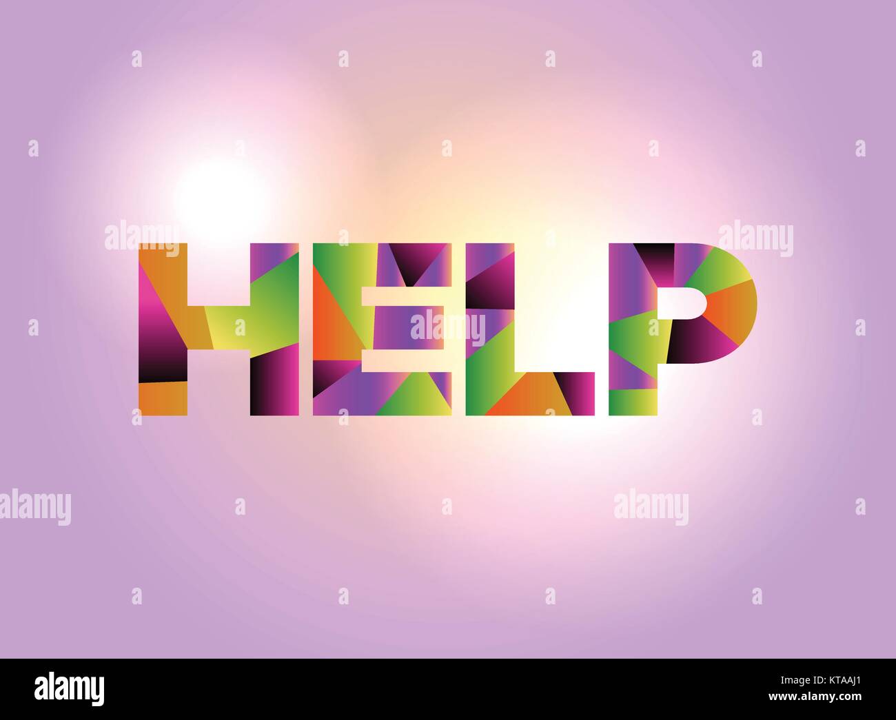The word HELP concept written in colorful fragmented word are on a ...