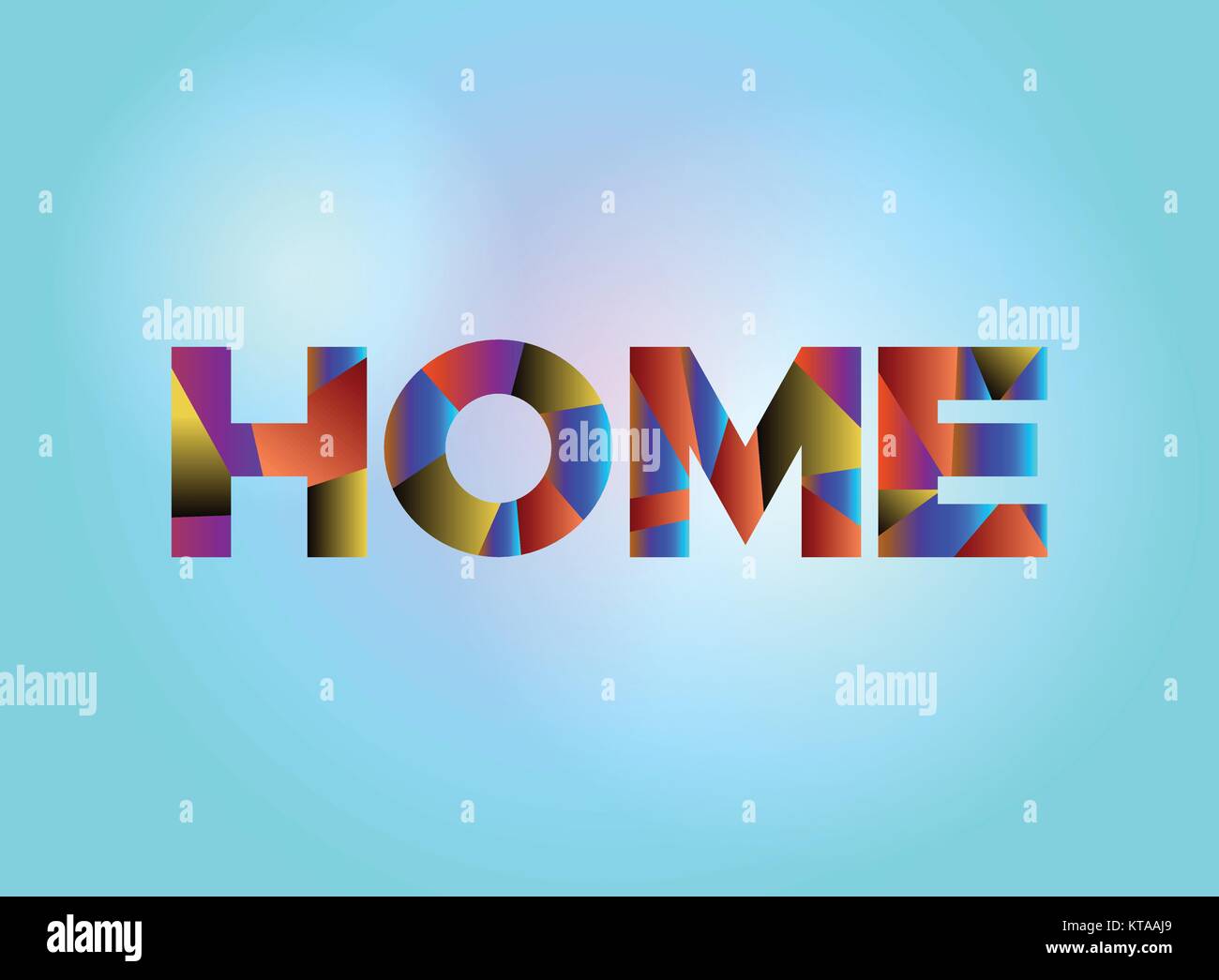 The word HOME concept written in colorful fragmented word are on a ...