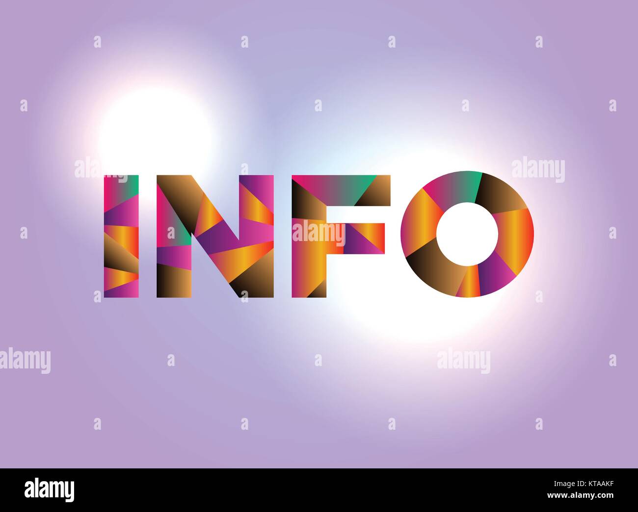 The word INFO concept written in colorful fragmented word are on a ...