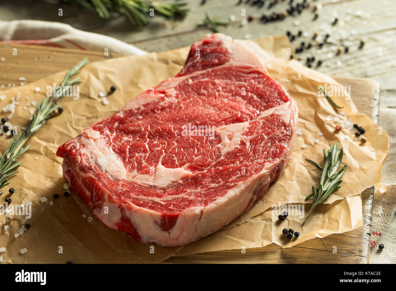 Raw Grass Fed Boneless Ribeye Steak Ready to Cook Stock Photo - Alamy
