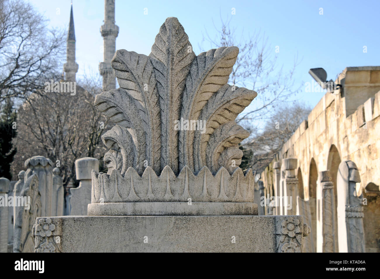 Ancient Ottoman tomb stones around Istanbul Stock Photo - Alamy