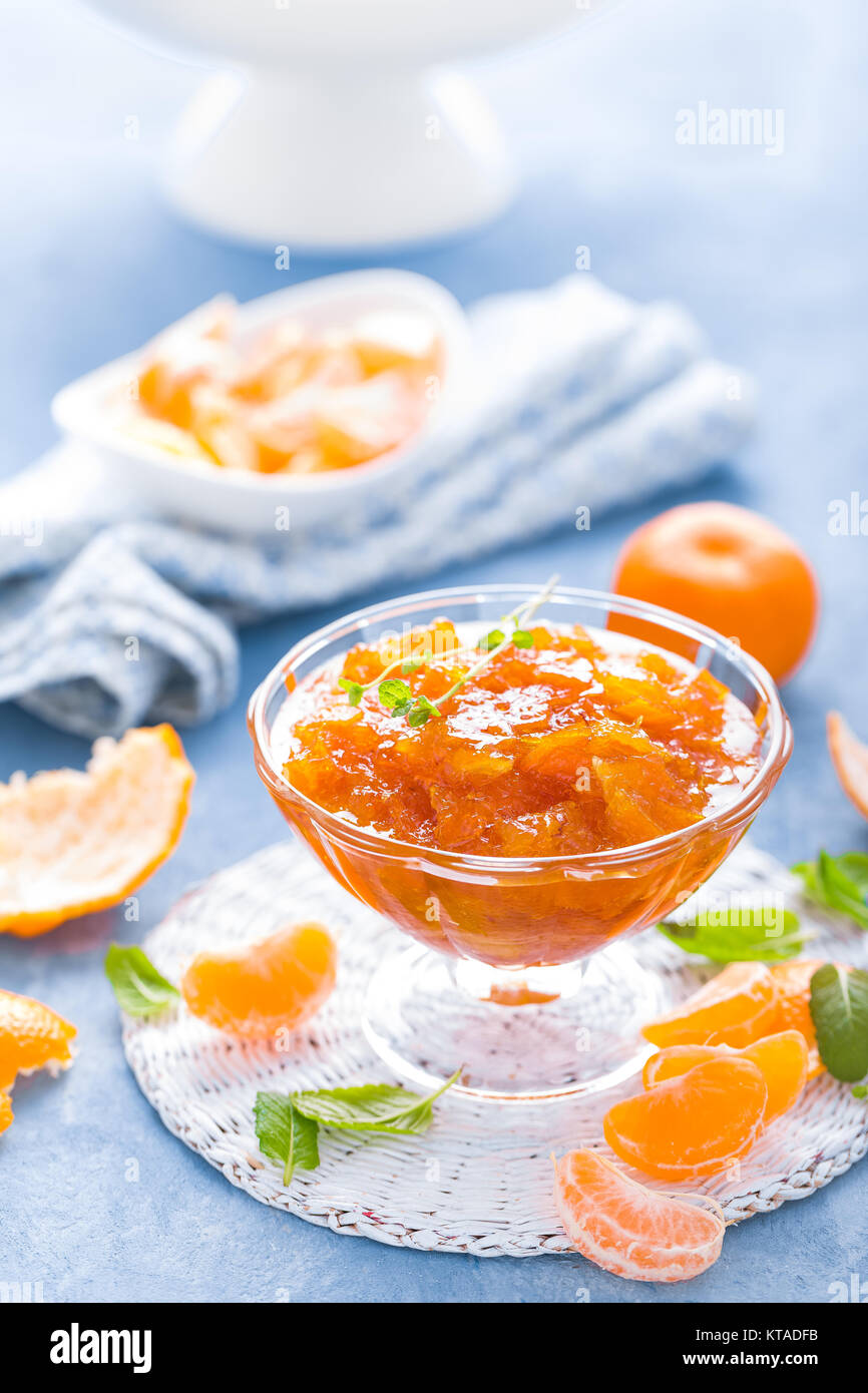 Tasty mandarin orange jam. Tangerine confiture, marmelade Stock Photo ...