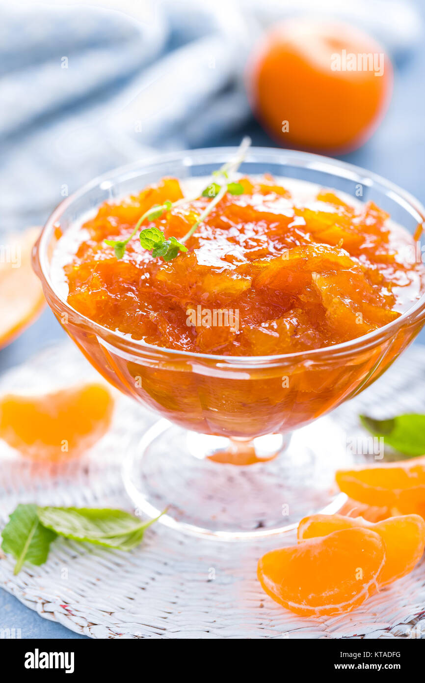 Tasty mandarin orange jam. Tangerine confiture, marmelade Stock Photo ...