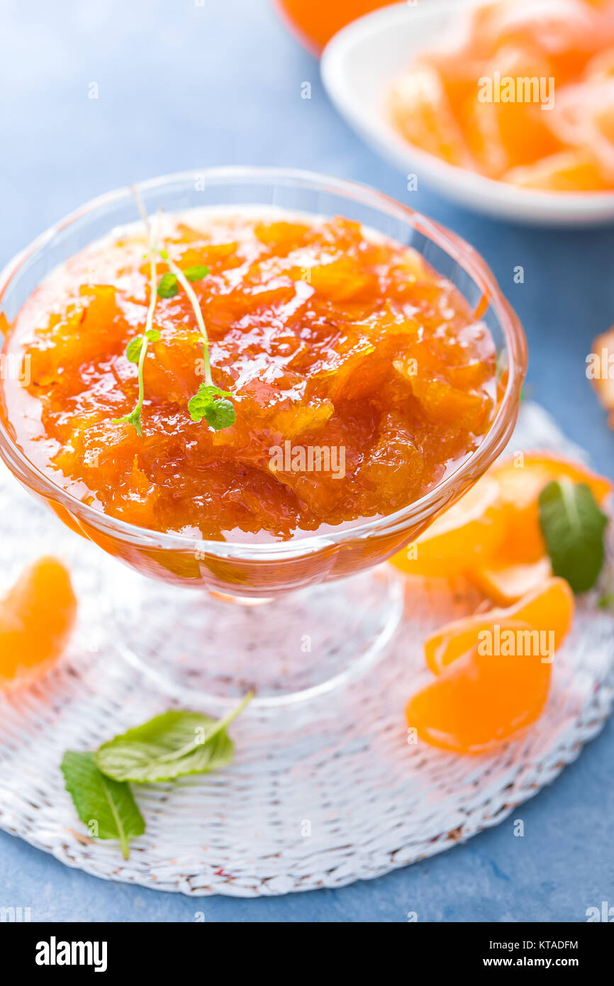 Tasty mandarin orange jam. Tangerine confiture, marmelade Stock Photo ...