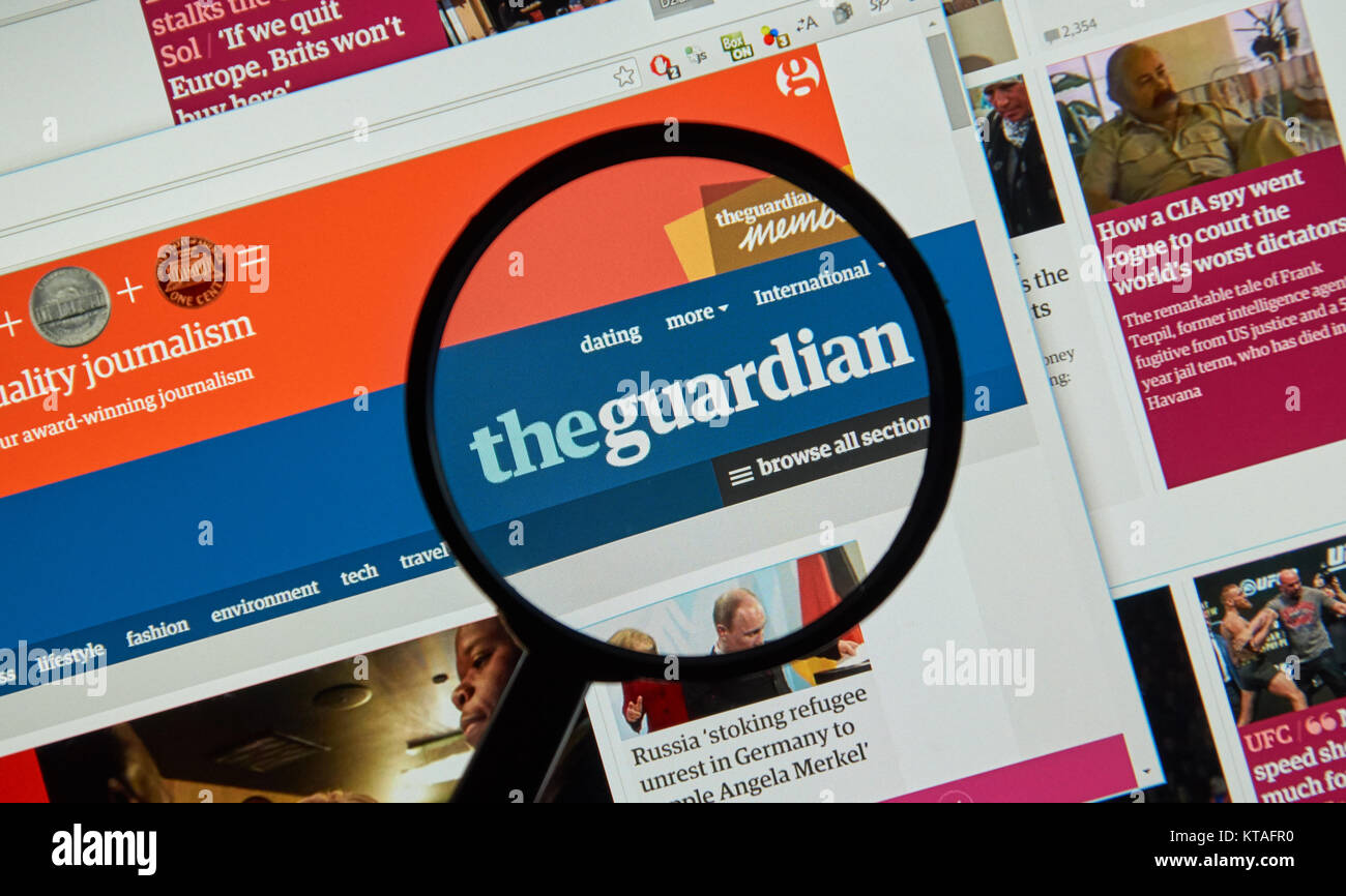 MONTREAL, CANADA - MARCH 20, 2016 - The Guardian web page under ...