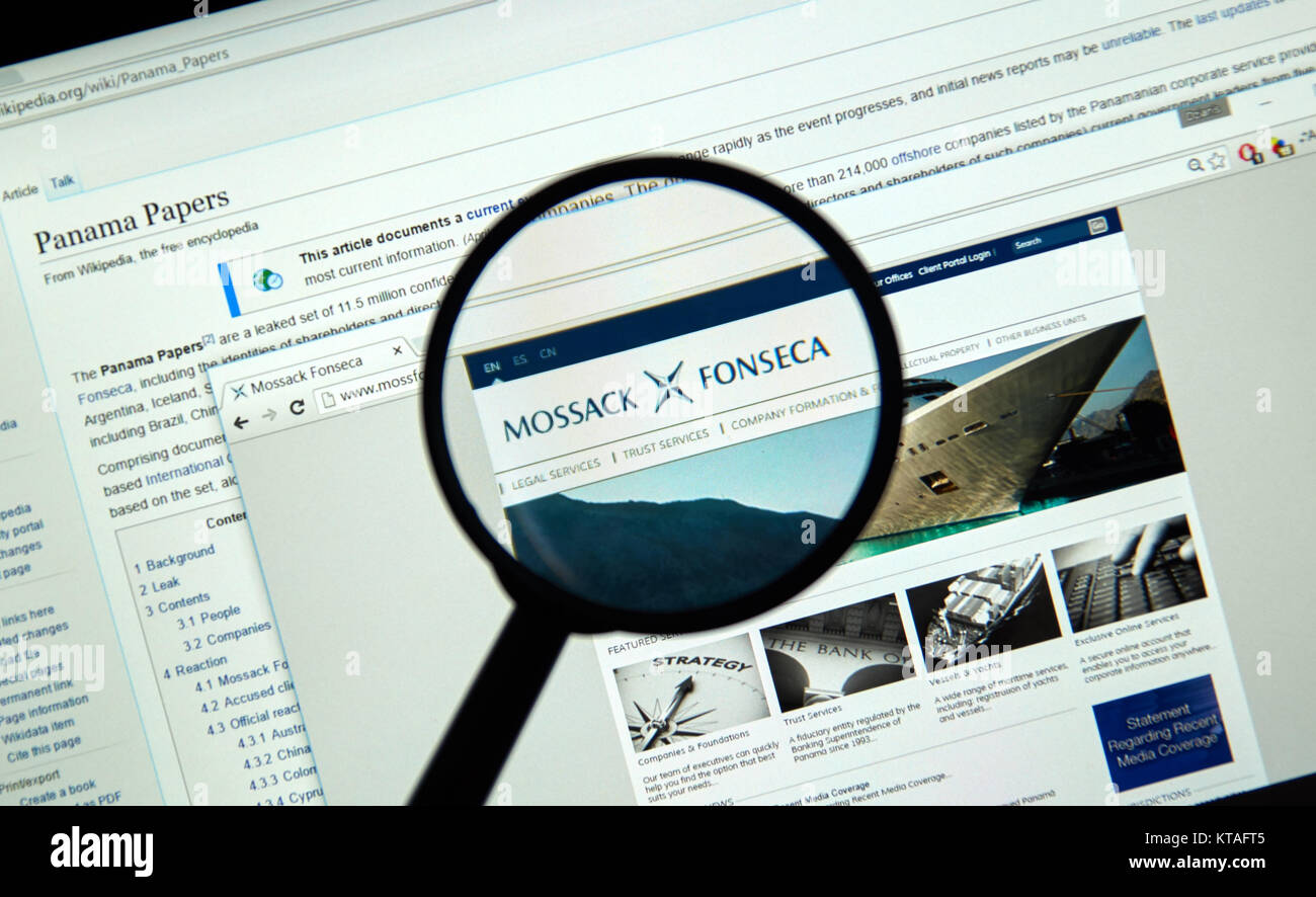 MONTREAL, CANADA - APRIL 5, 2016 : Mossack Fonseca page under ...