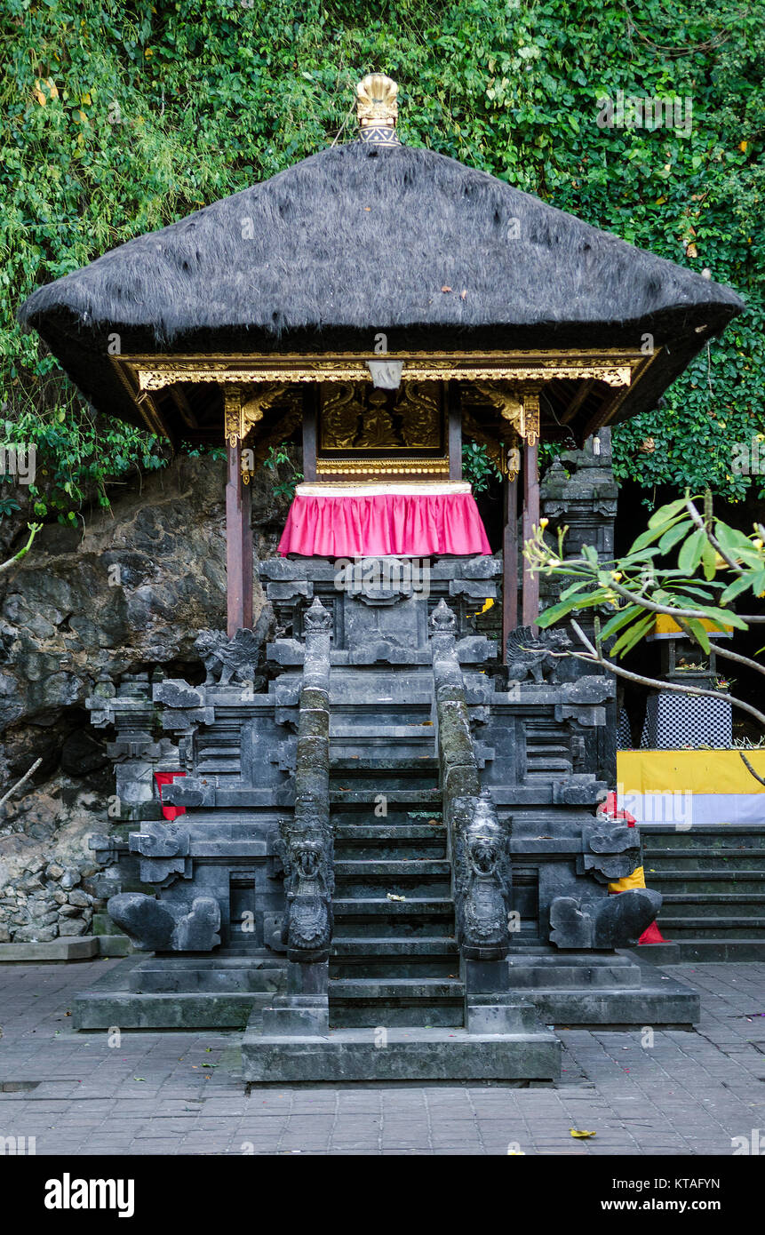 traditional balinese hindu shrine in pura goa lawah 'bat cave' famous ...