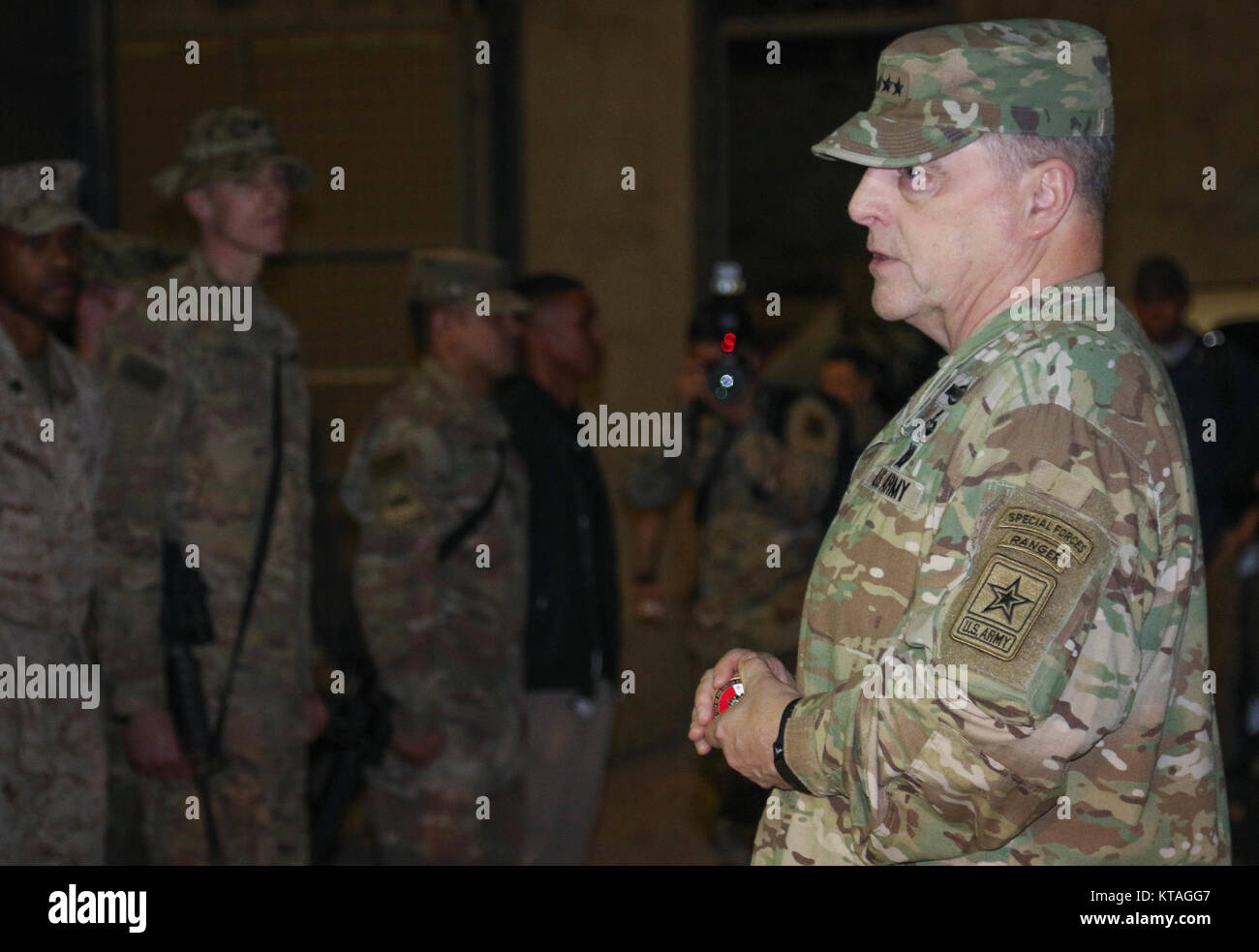 U.S. Army Chief of Staff Gen. Mark A. Milley speaks to Soldiers during ...