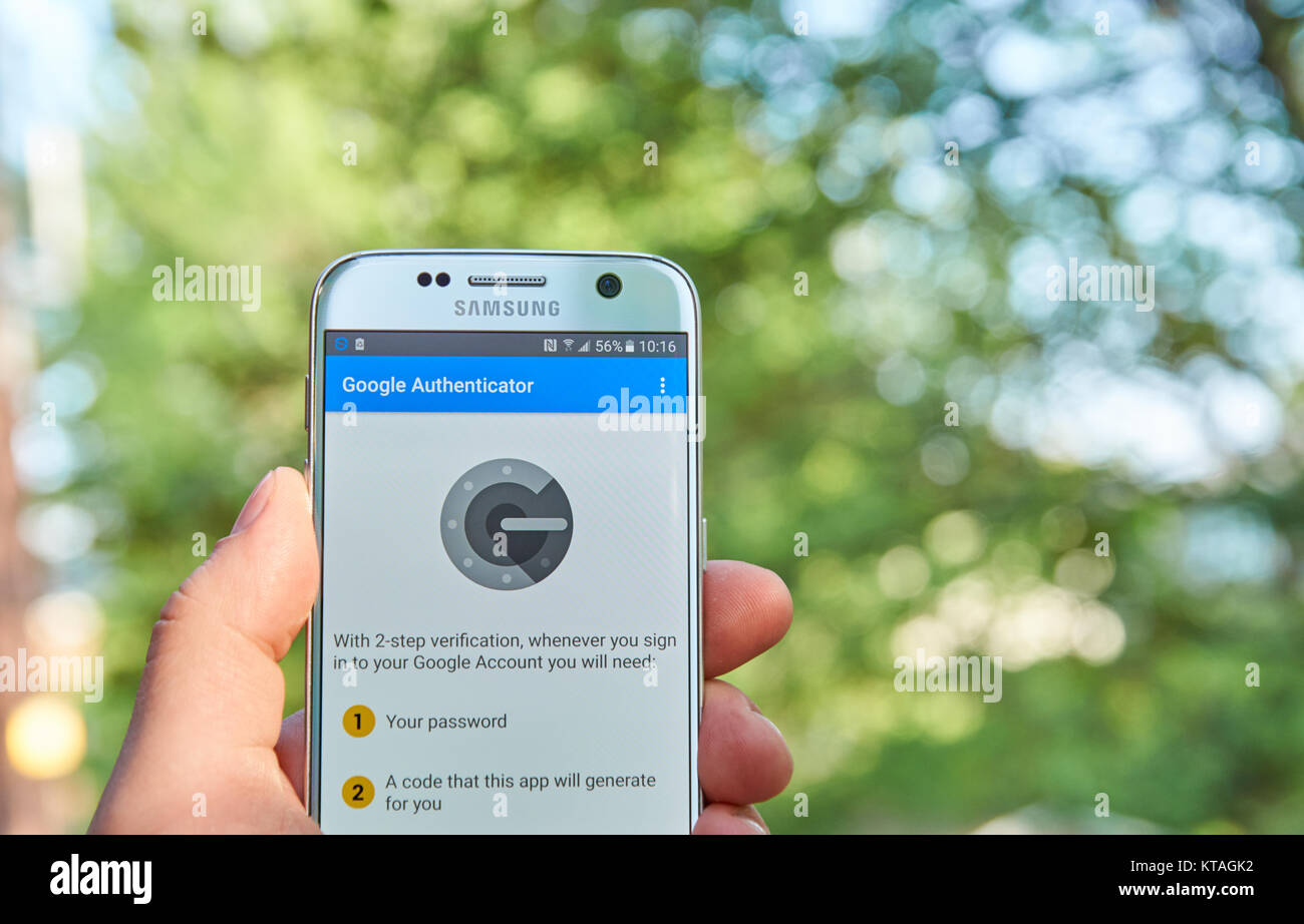 MONTREAL, CANADA - MAY 23, 2016 : Google Authenticator application on ...