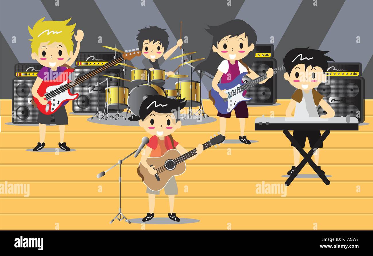 Cartoon Rock Band Instruments