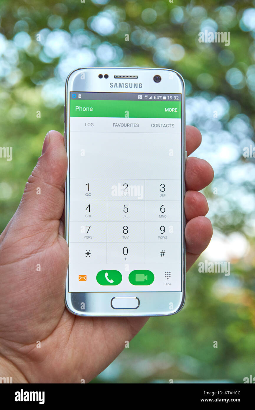 MONTREAL, CANADA - MAY 23, 2016 : Samsung Galaxy S7 keypad . Samsung is ...