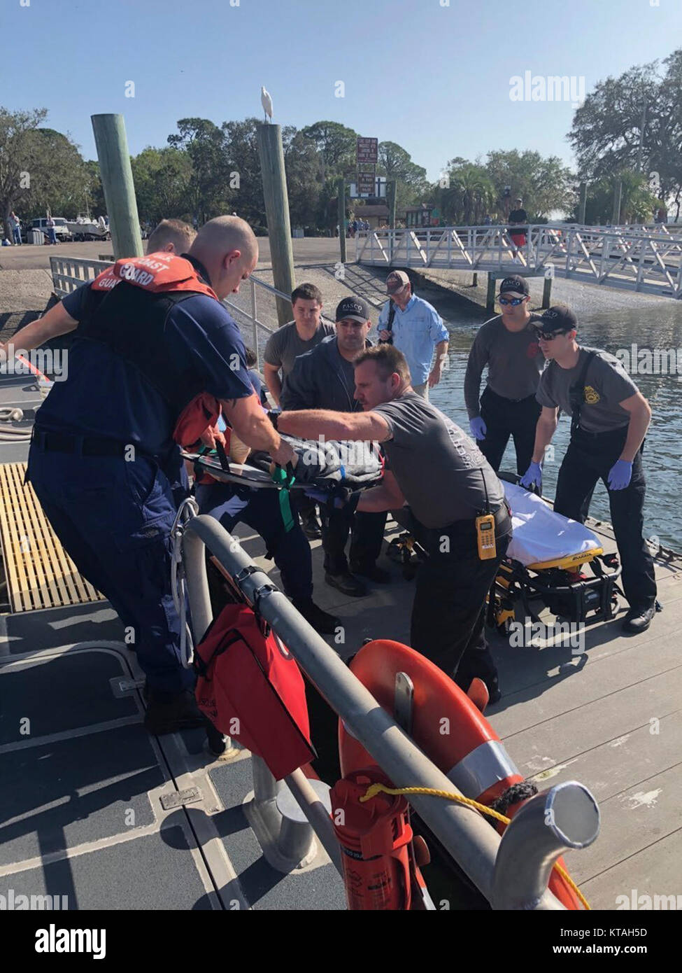 A Coast Guard 45-foot Response Boat-Medium boatcrew from Station Sand ...