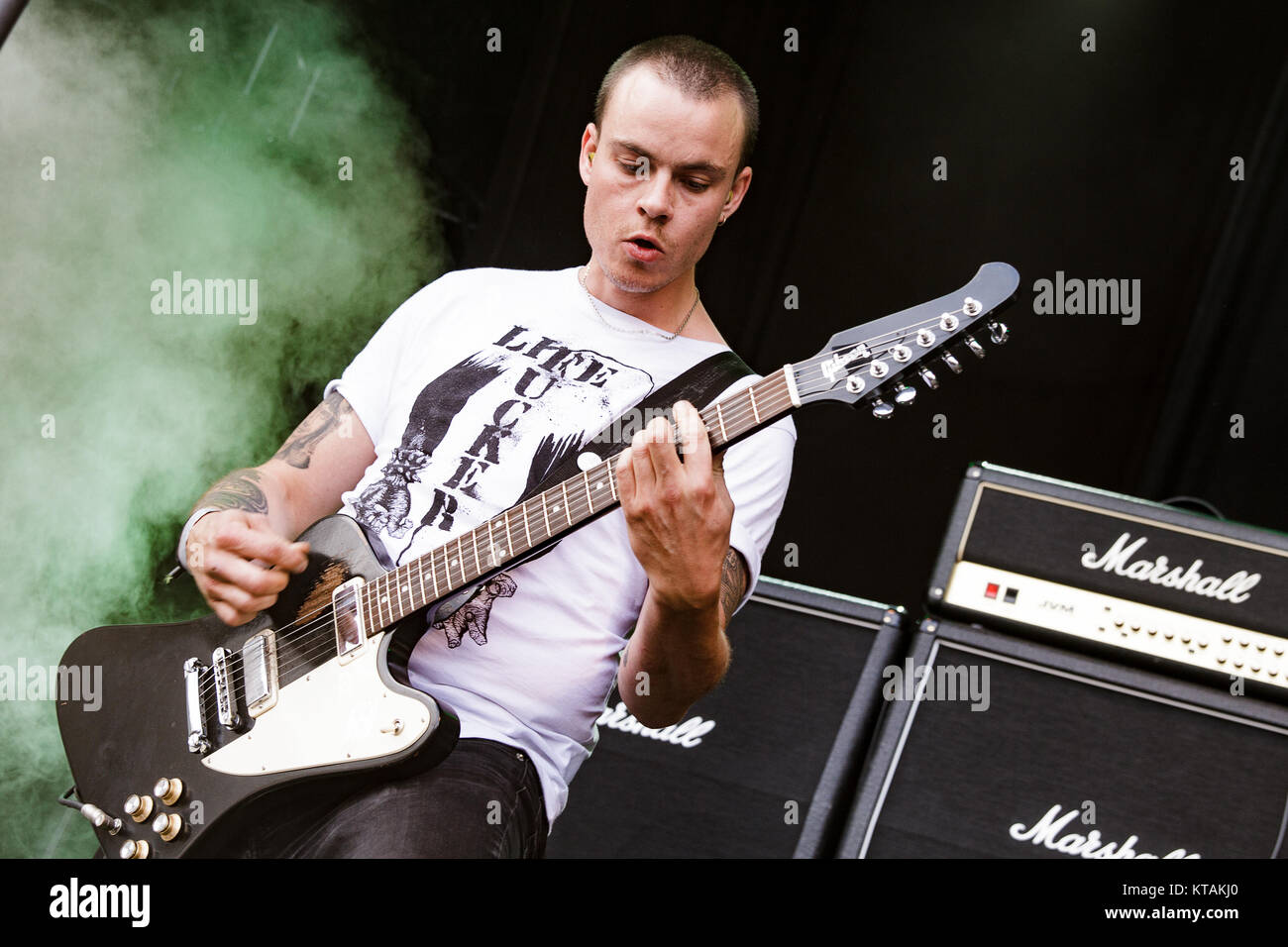 The Danish hardcore punk band Halshug performs a live concert at the ...