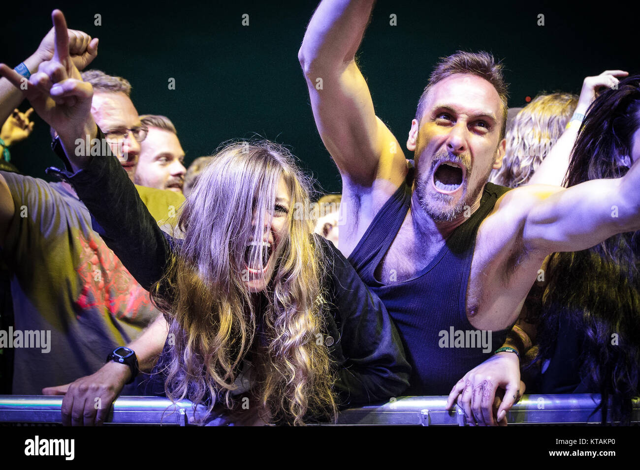 Enthusiastic heavy metal fans go crazy at the Scandinavian heavy metal ...