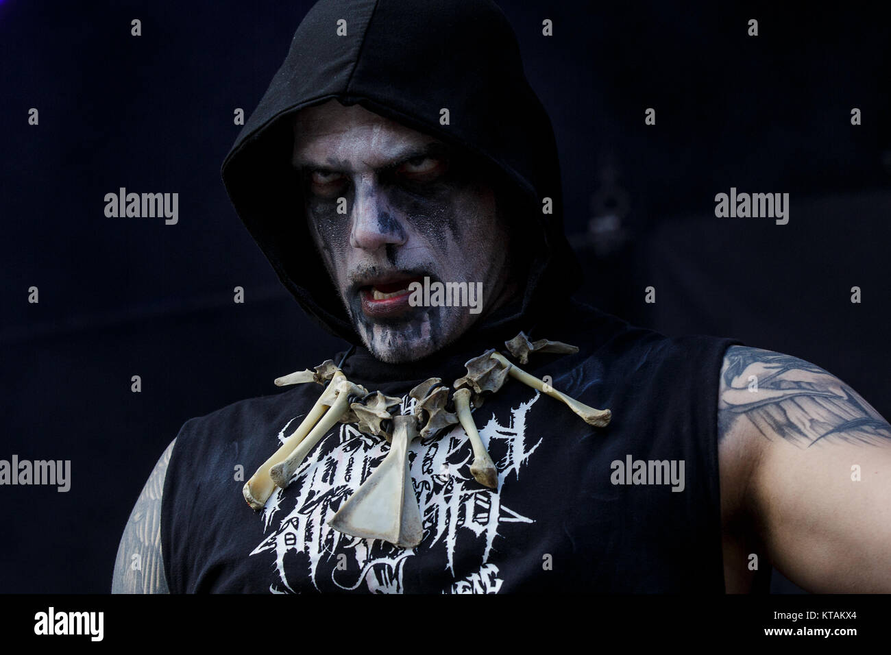 The Danish black metal band Horned Almighty performs a live concert at ...