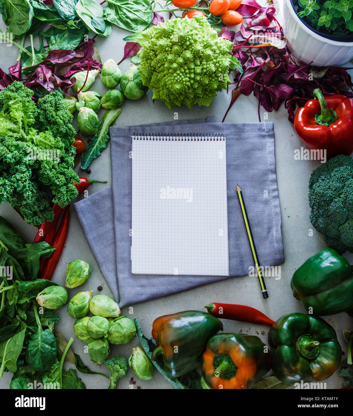Notebook with vegetables Stock Photo - Alamy