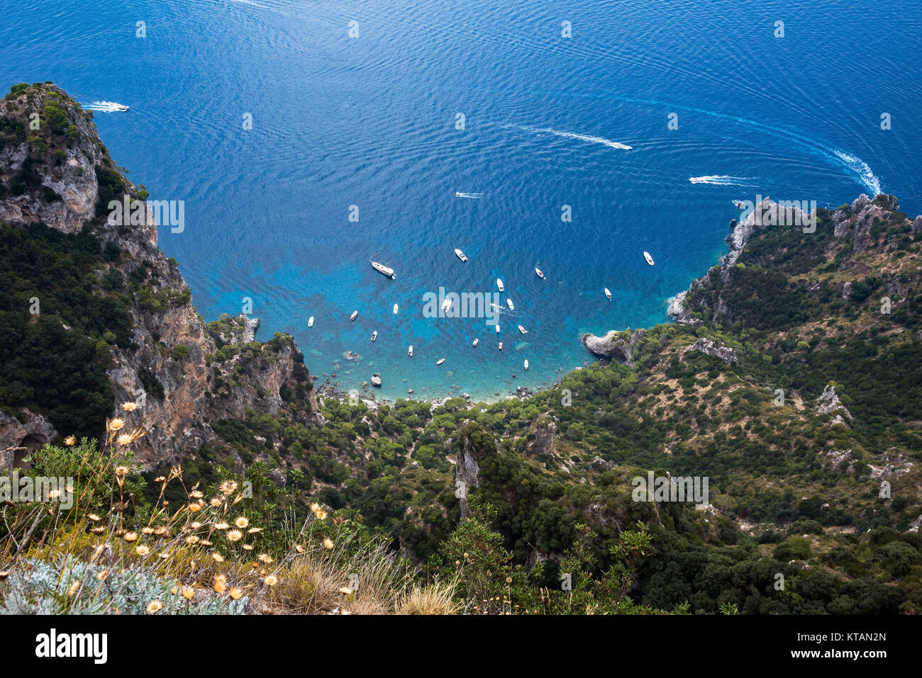 top view of the boats at capri island coast Stock Photo - Alamy
