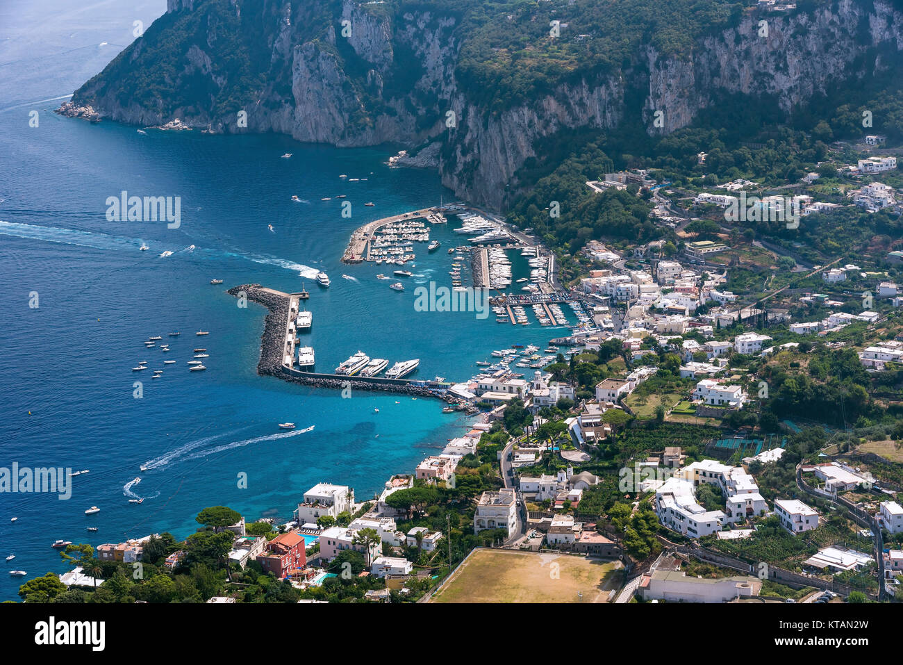 Aerial view of port on Capri Island, Italy Stock Photo - Alamy