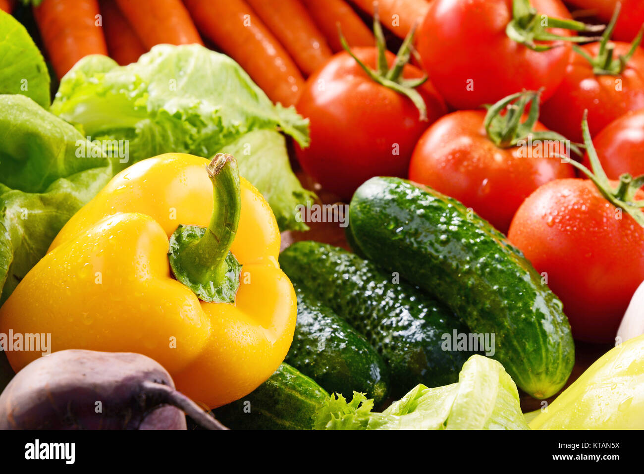 Composition with variety of fresh organic vegetables and fruits Stock ...
