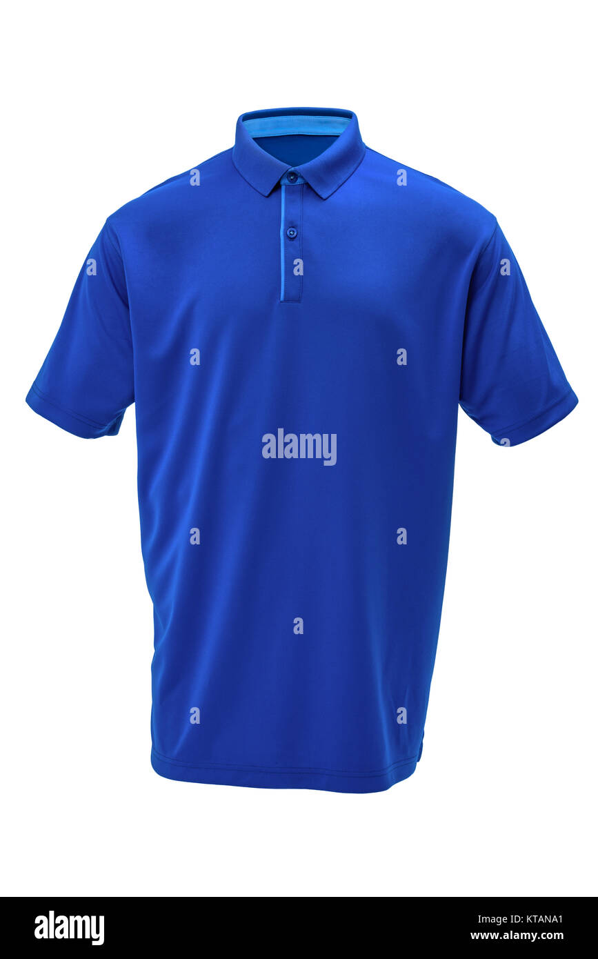 Golf blue tee shirt with light blue collar Stock Photo - Alamy