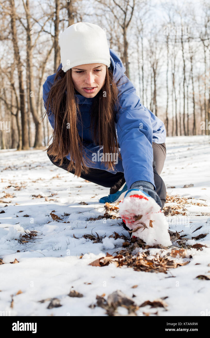Fitness Woman Winter Activity Stock Photo - Alamy