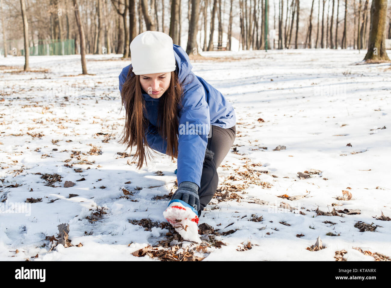 Fitness Woman Winter Activity Stock Photo - Alamy