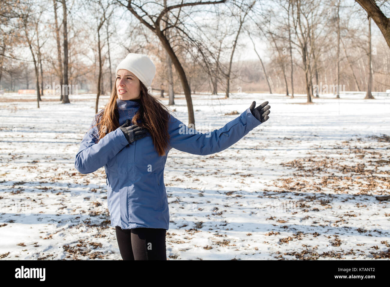 Fitness Woman Winter Activity Stock Photo - Alamy