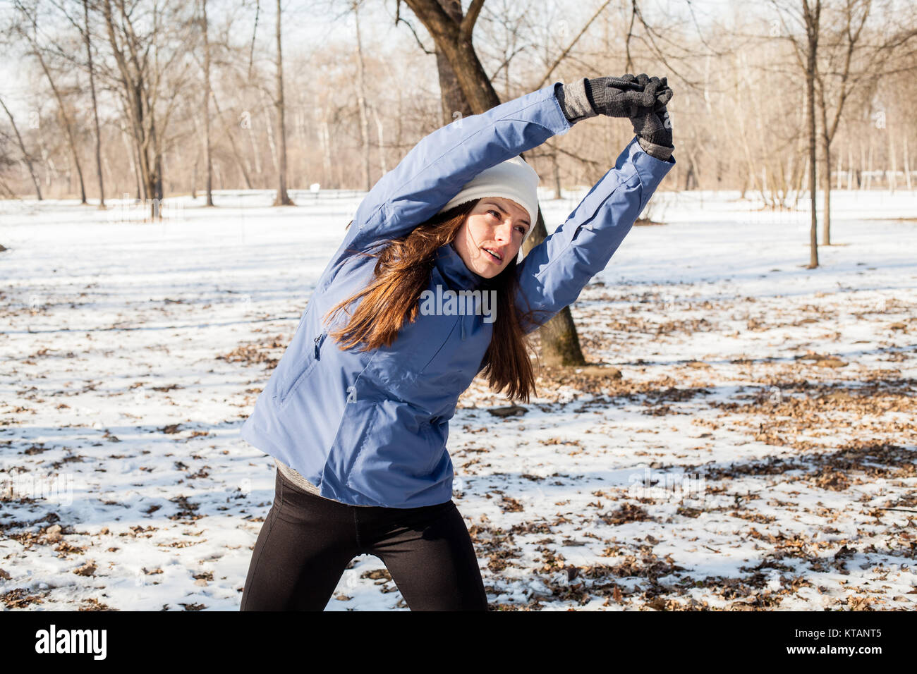 Fitness Woman Winter Activity Stock Photo - Alamy