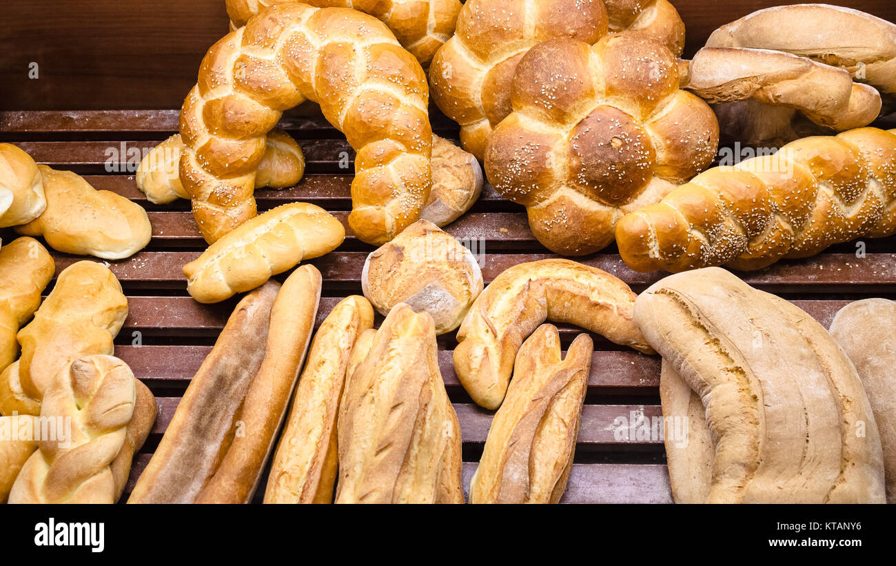 local breads in baker shop in Sicily Stock Photo - Alamy