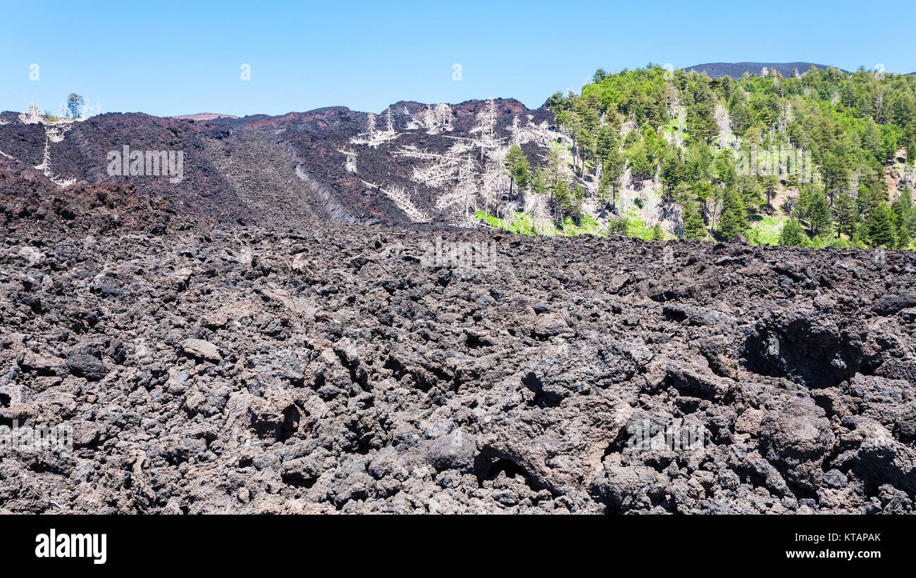 frozen lava flow on slope of Etna volcano Stock Photo - Alamy